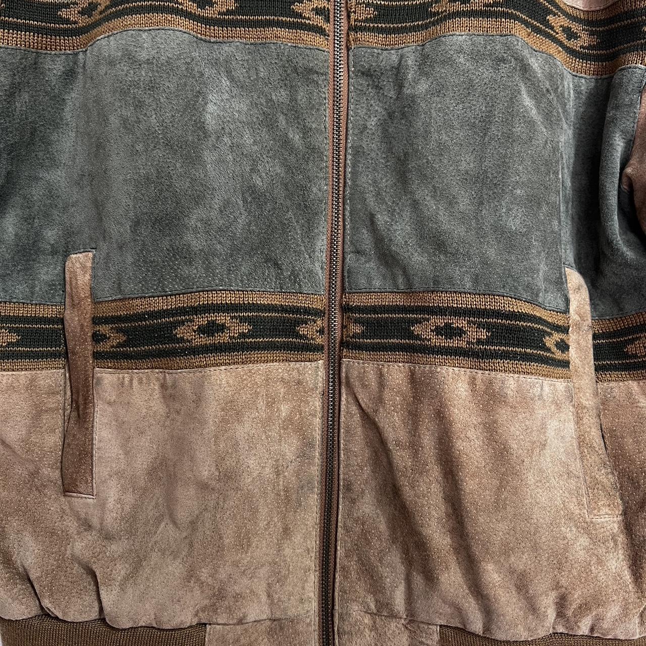 Scully genuine leather Aztec western bomber zip up... - Depop