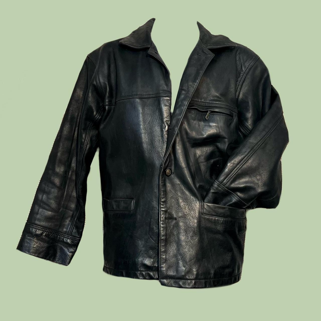 Nickleby’s hard black leather jacket Quilted... - Depop