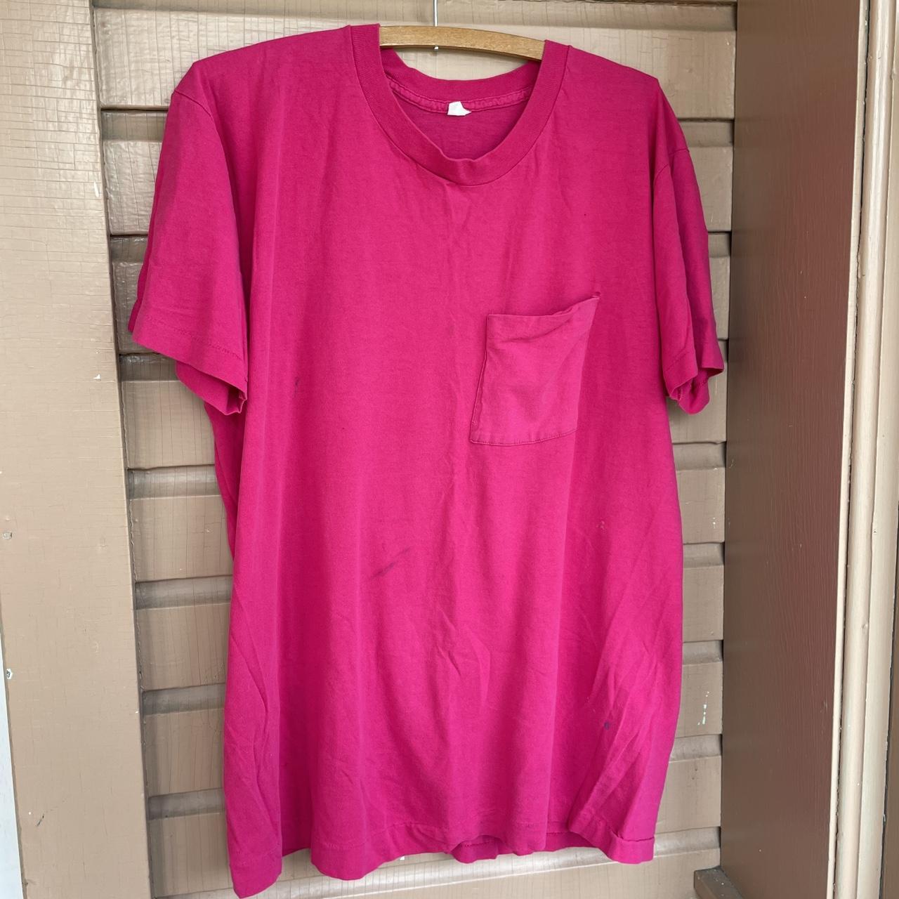 Vintage 1980’s 1990’s pink pocket t shirt. In... - Depop