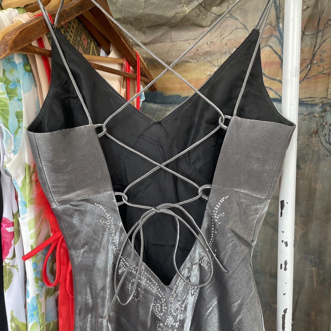 Vintage 90’s y2k shimmery silver prom dress / gown... - Depop