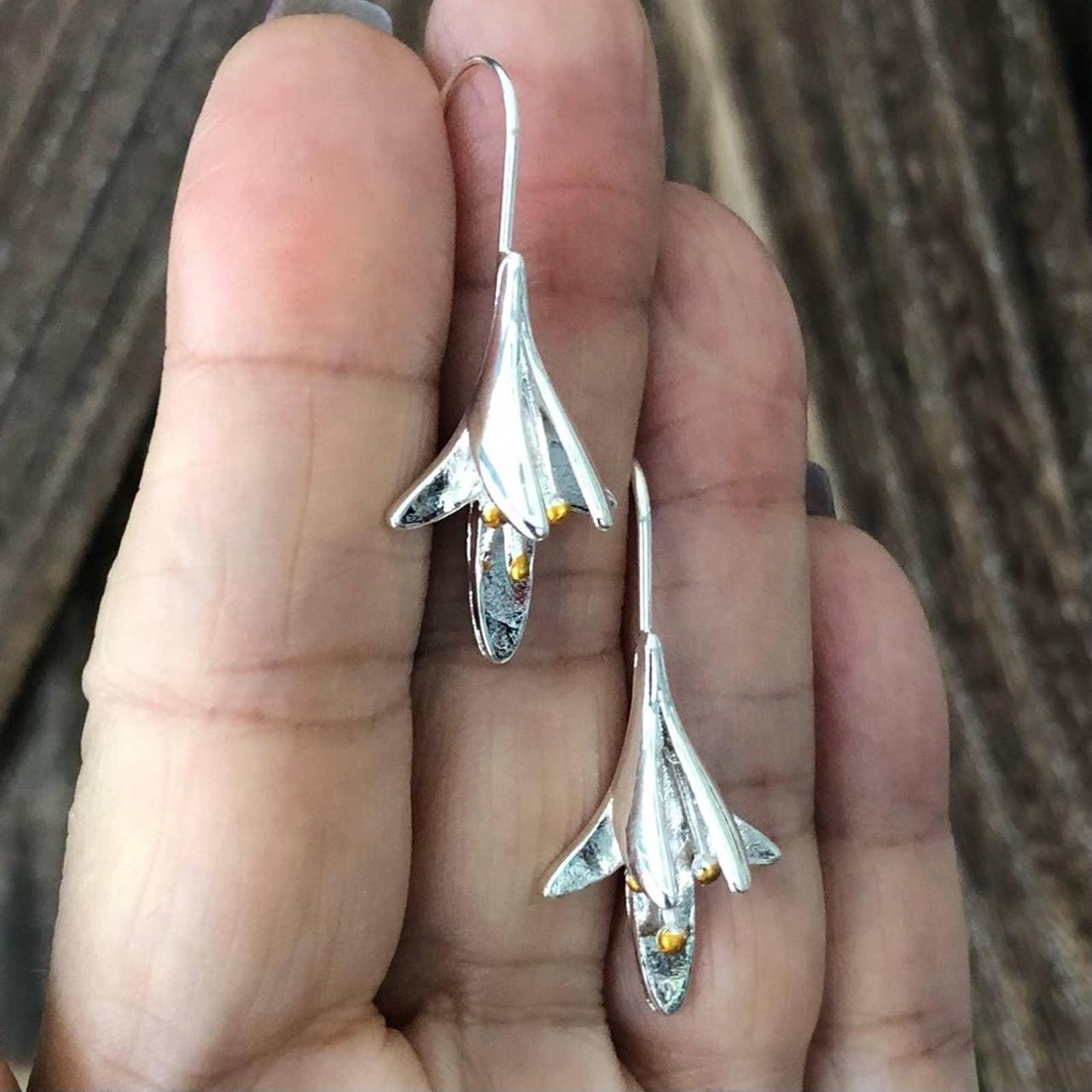 Silver Drooping Honeysuckle Drop Flower Floral... - Depop