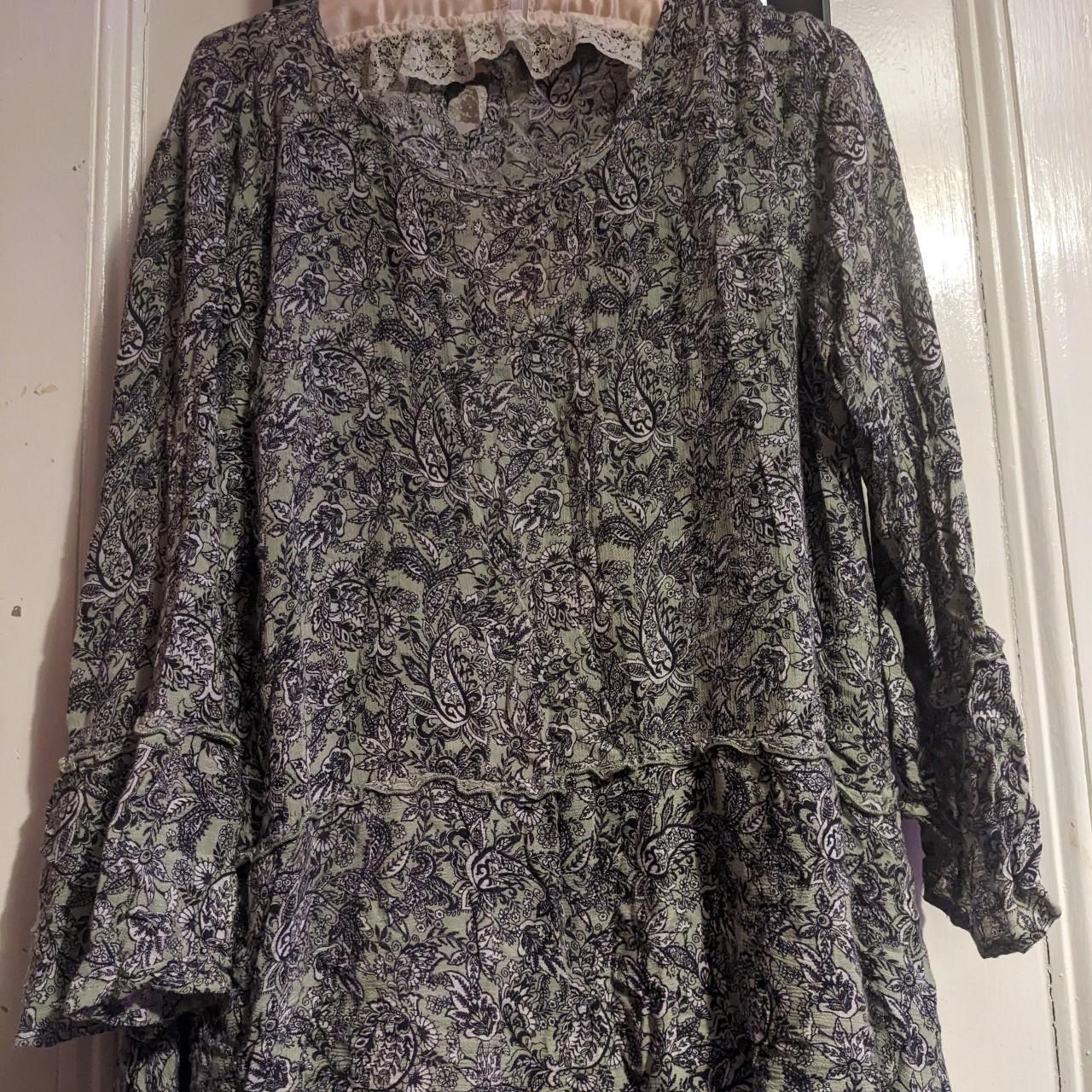 GREEN FLORAL FLOATY FAIRY TOP FAIRYCORE... - Depop