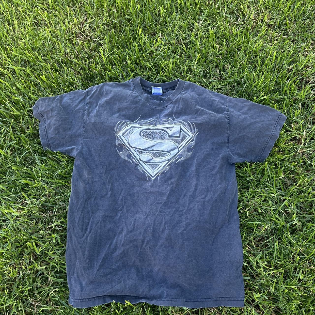Grey Superman tee with bold graphic tee #superman... - Depop
