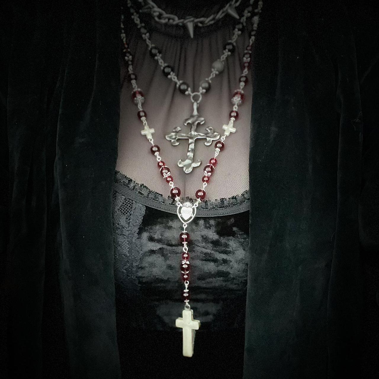 Persephone” Red beaded vampire goth rosary... - Depop