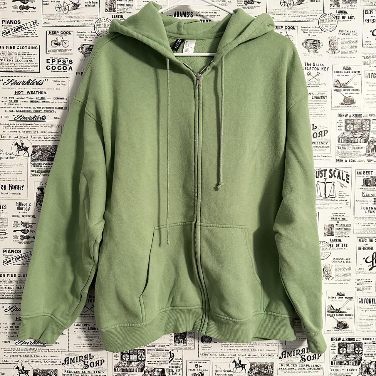 green zip up hoodie -size large - Depop