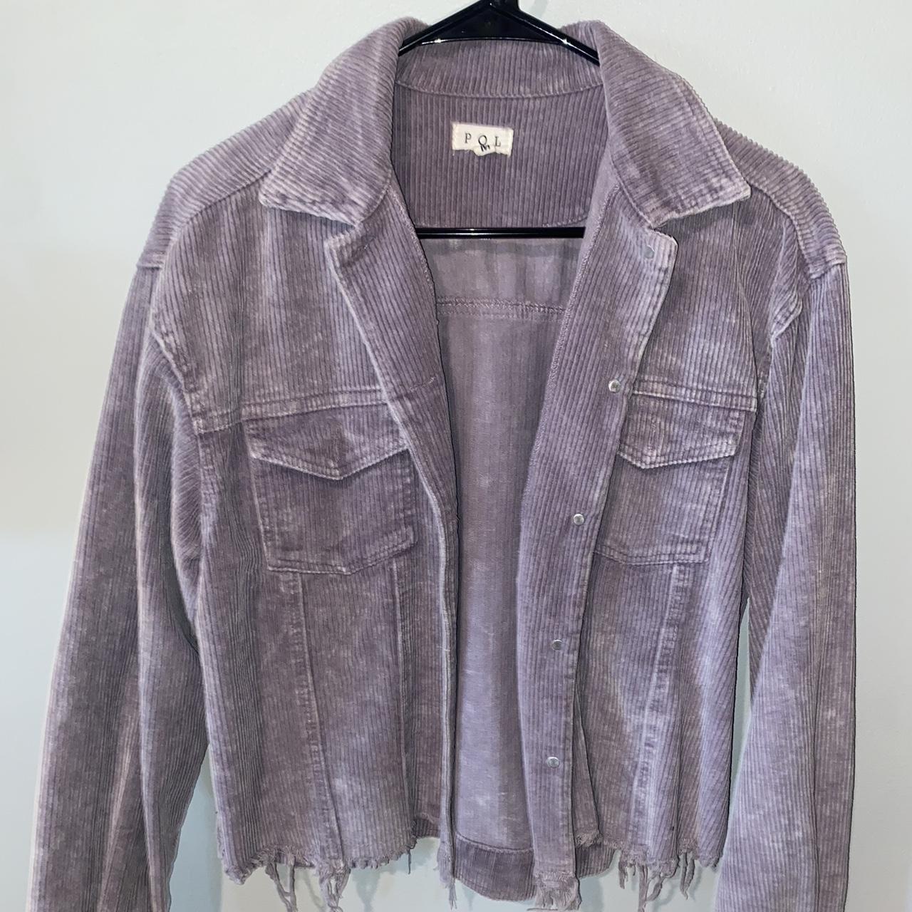 Purple POL brand lightly distressed corduroy jacket,... - Depop