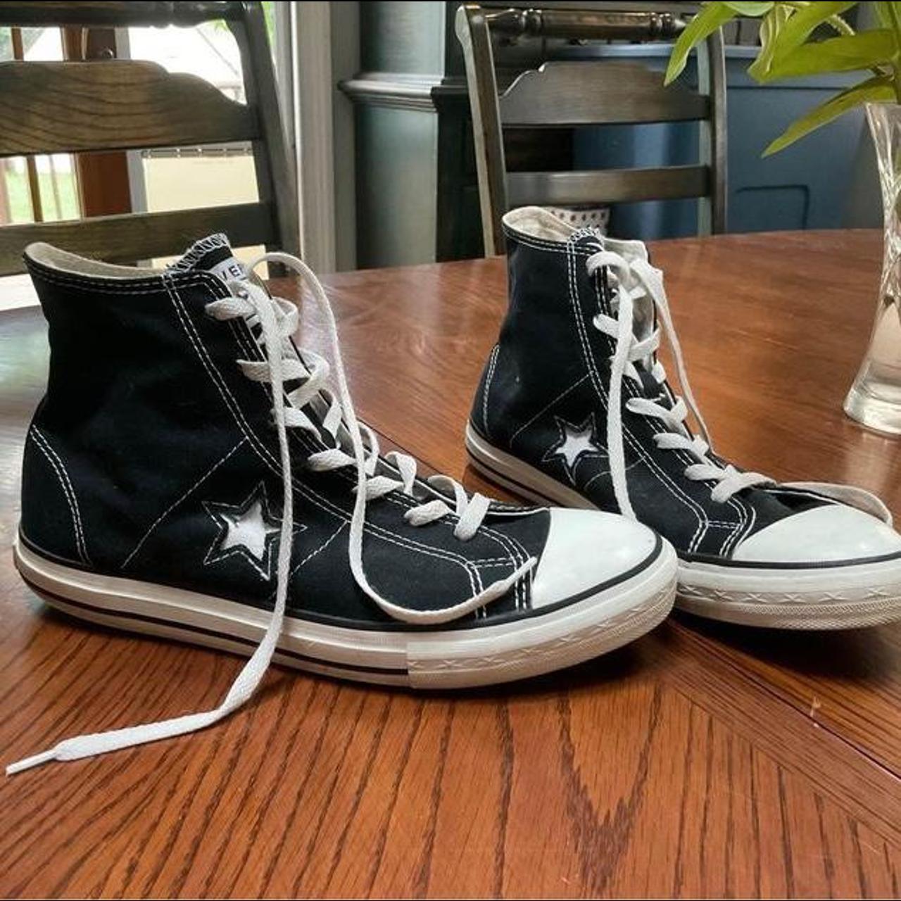 High top black one star converse have been used but... - Depop