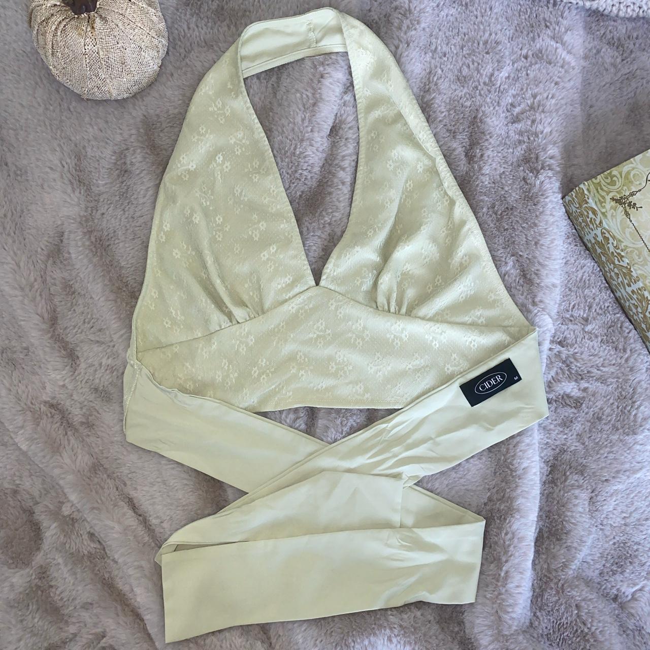 NWOT Cider light minty green lace wrap up top! w... - Depop