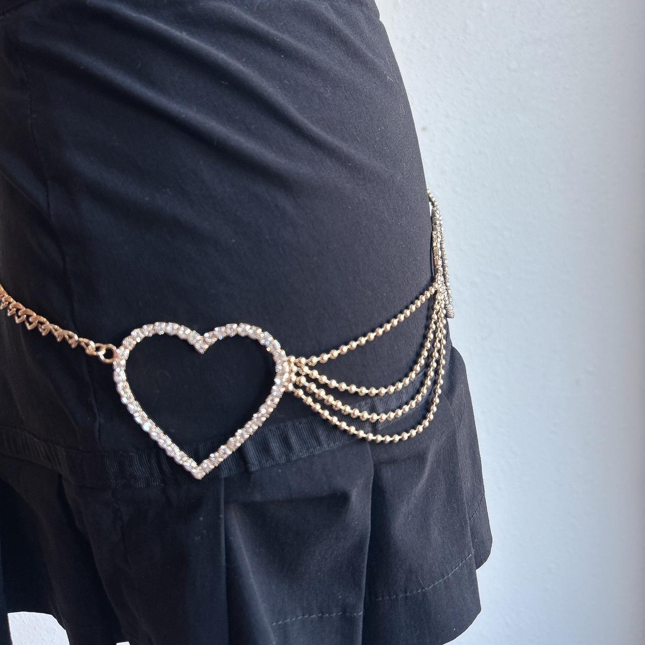 Triple rhinestone heart chain belt from Japan 💗 XS-M... - Depop