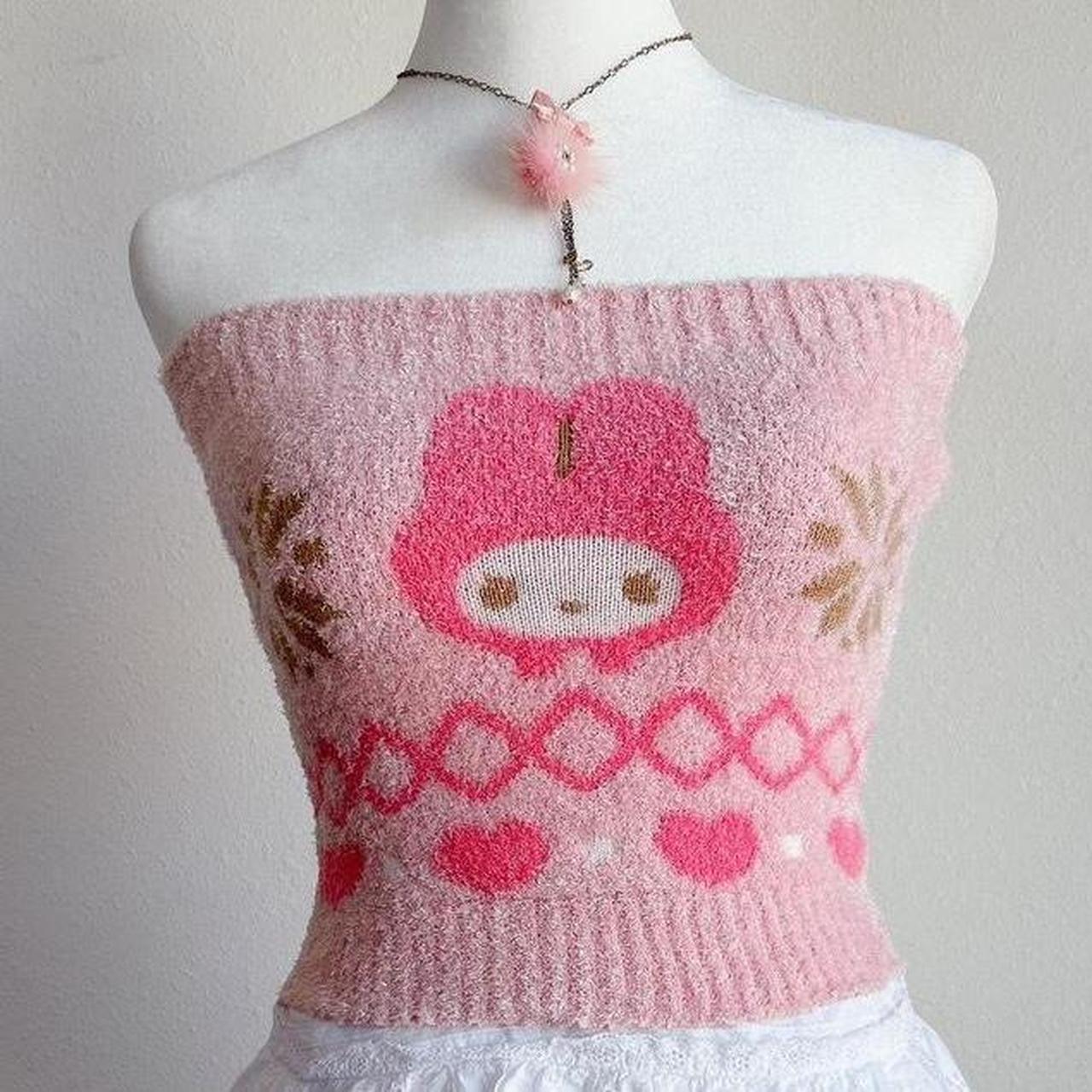 My Melody knitted fluffy tube top 💗 XS-M 💗 kawaii... - Depop