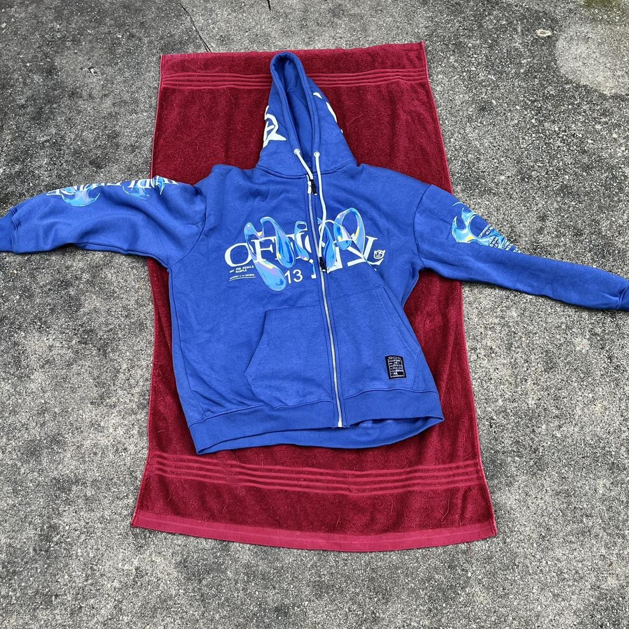 Blue boohooMAN puff print zip up Size xs but runs... - Depop