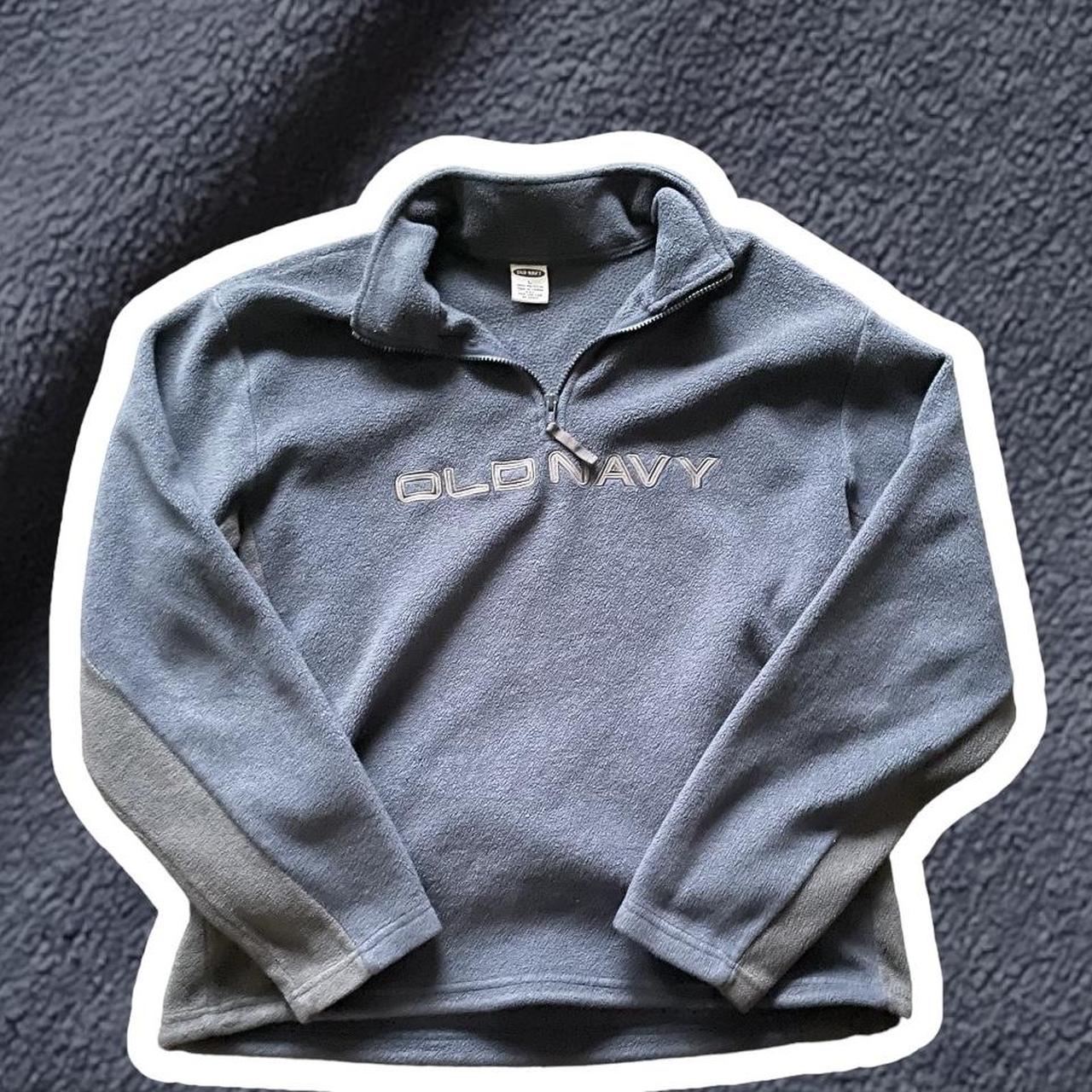Vintage Blue/Grey Fleece Old Navy Quarter Zip - Depop
