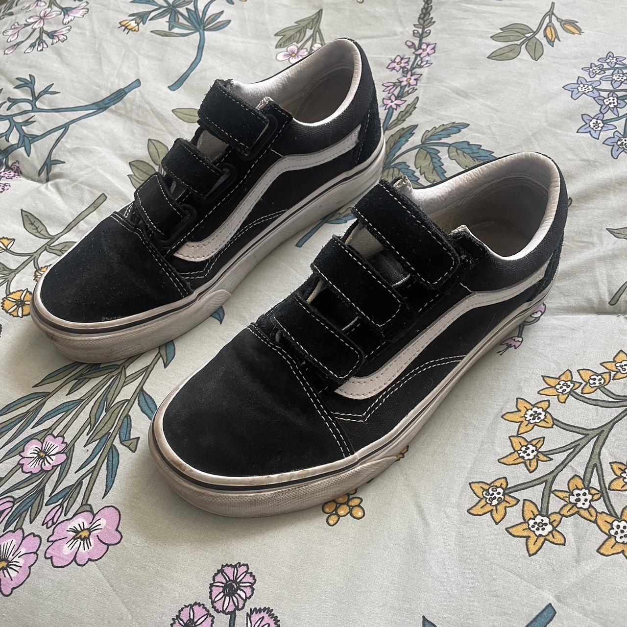 Black old skool Velcro vans Women’s 6.5 #vans... - Depop