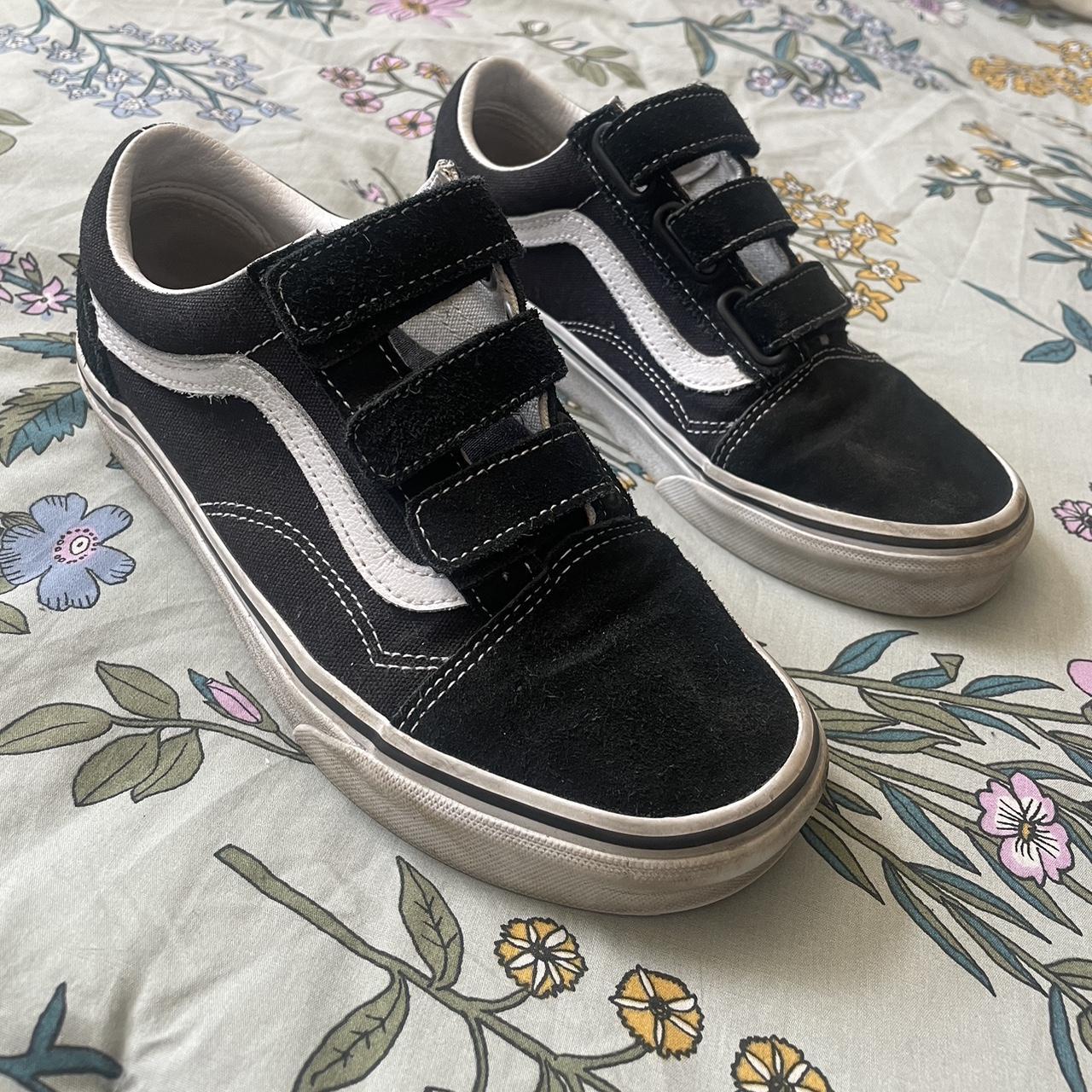 Black old skool Velcro vans Women’s 6.5 #vans... - Depop