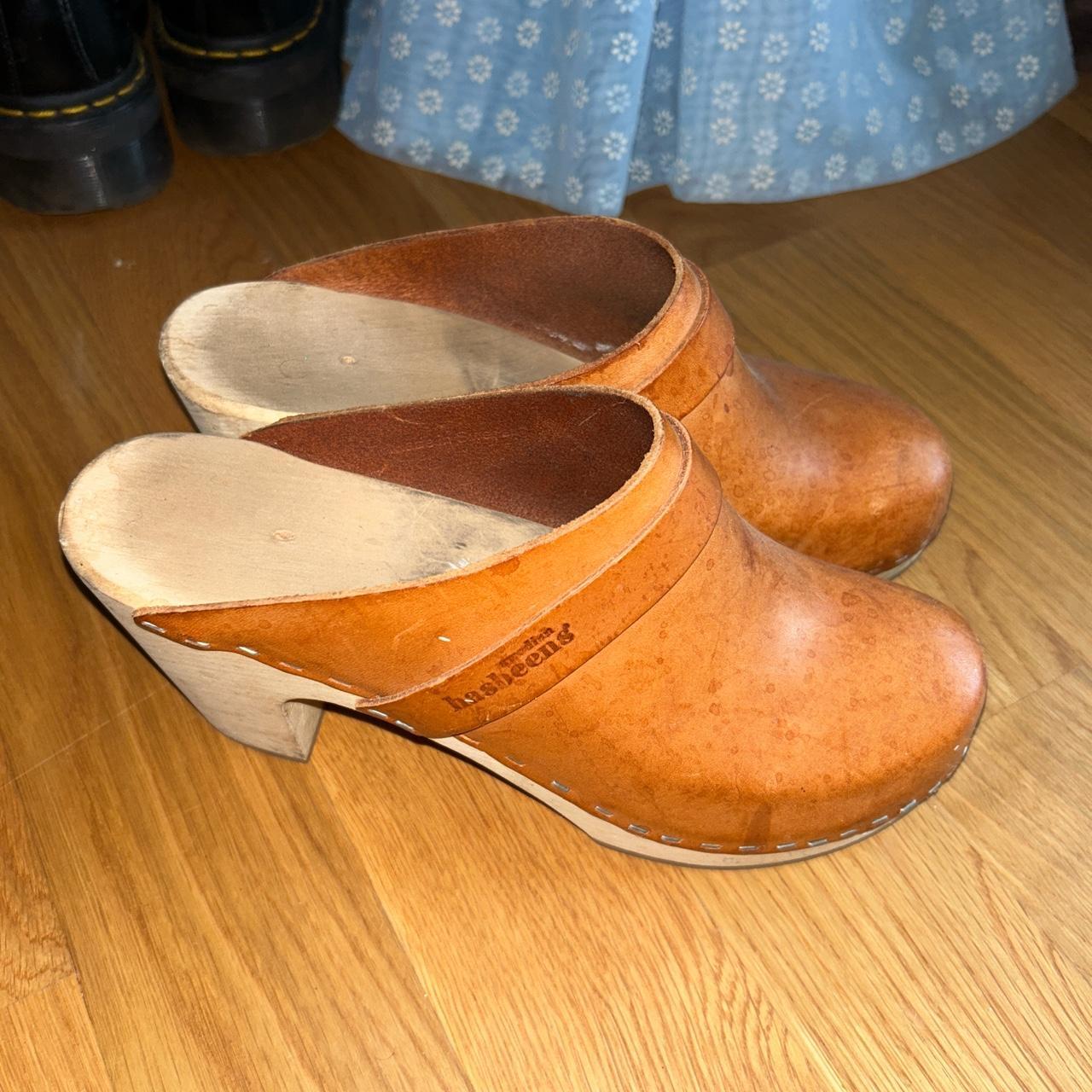 Swedish Hasbeens clogs. Good condition, some stains.... - Depop
