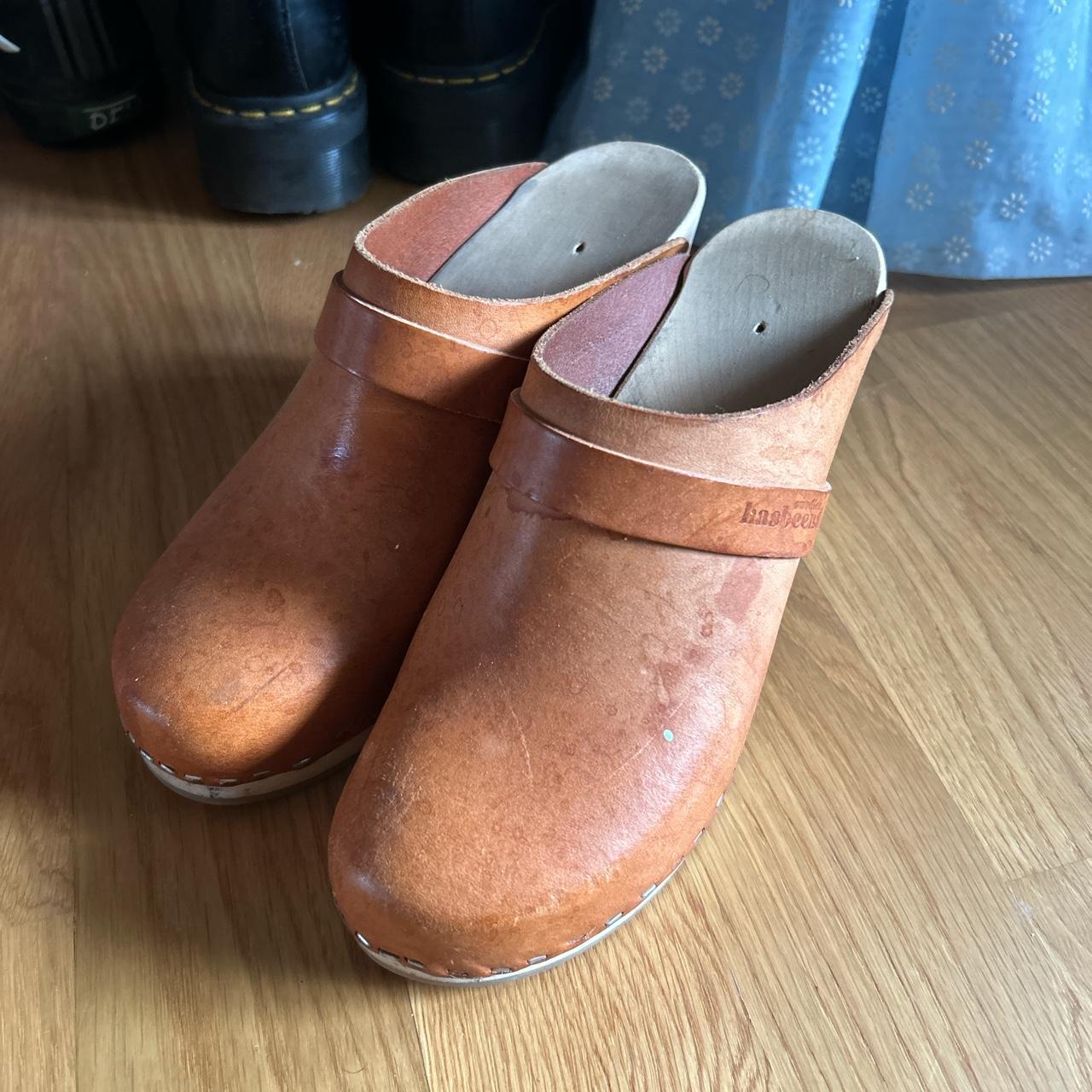 Swedish Hasbeens clogs. Good condition, some stains.... - Depop