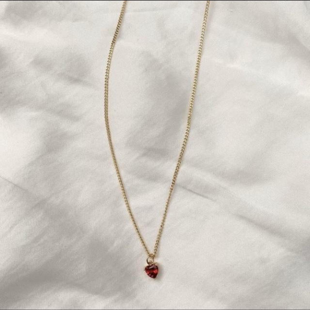 Handmade red heart necklace handmade. - Depop