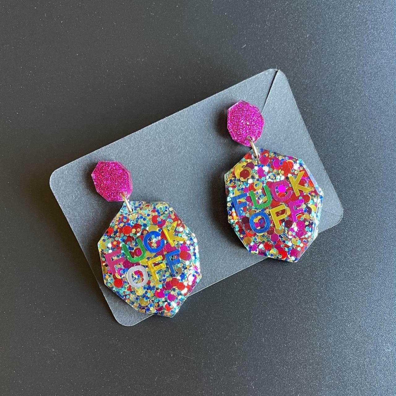 Secret Message Earrings Handmade super sparkly... - Depop