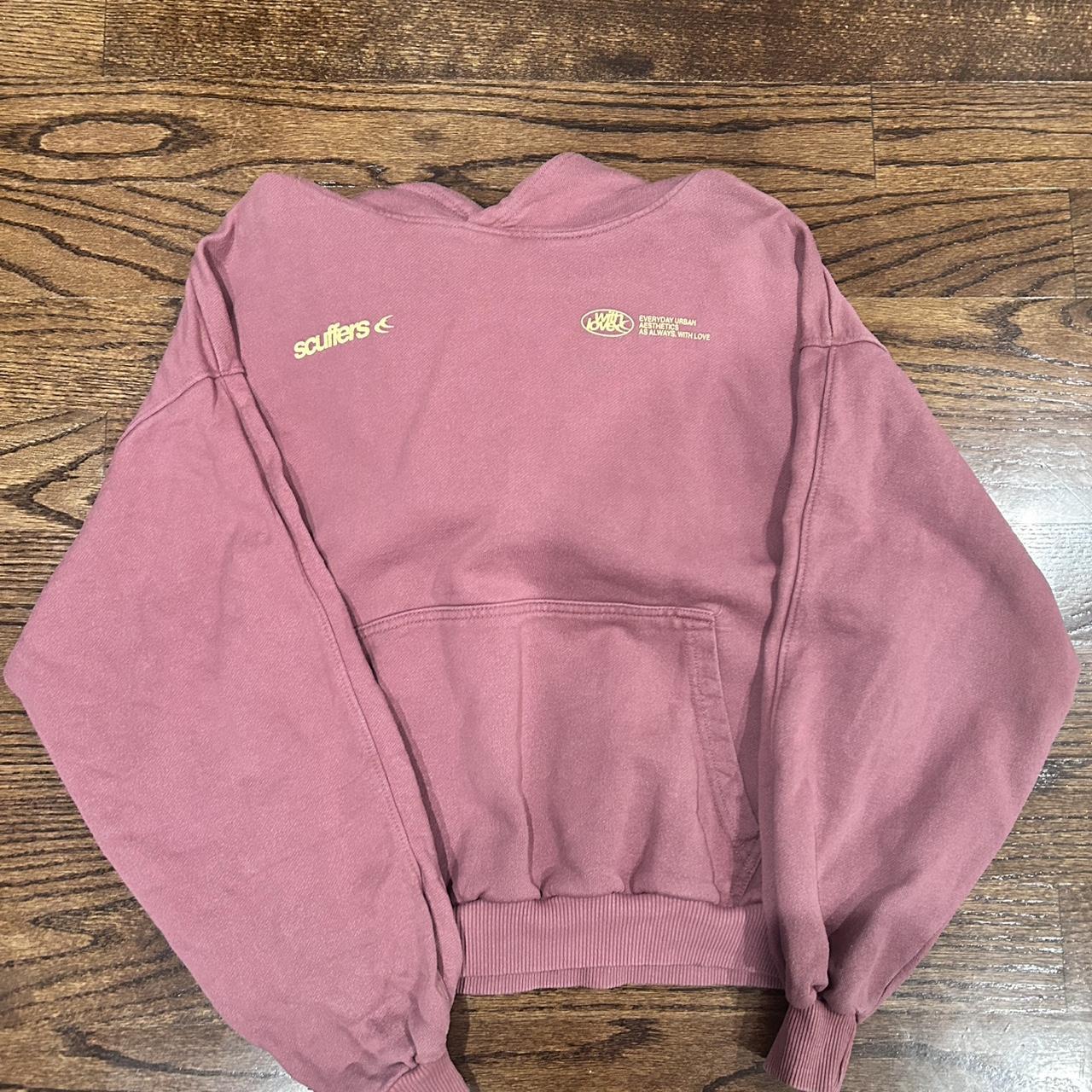 Red Scuffers “With Love” hoodie Gently used, kinda... | Depop