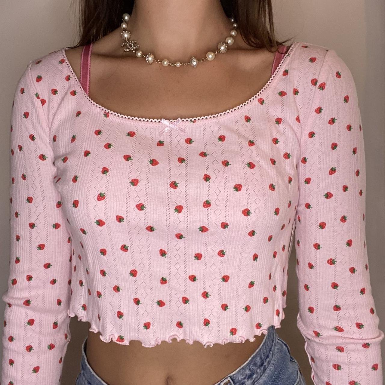 Strawberry long sleeve ️ Urban outfitters out from... - Depop
