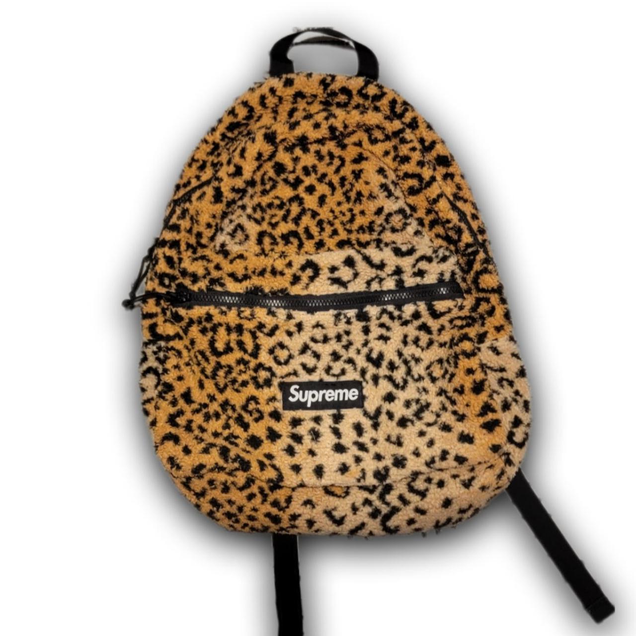 SUPREME CHEETAH PRINT BACKPACK 7.5/10 CONDITION 100%... - Depop