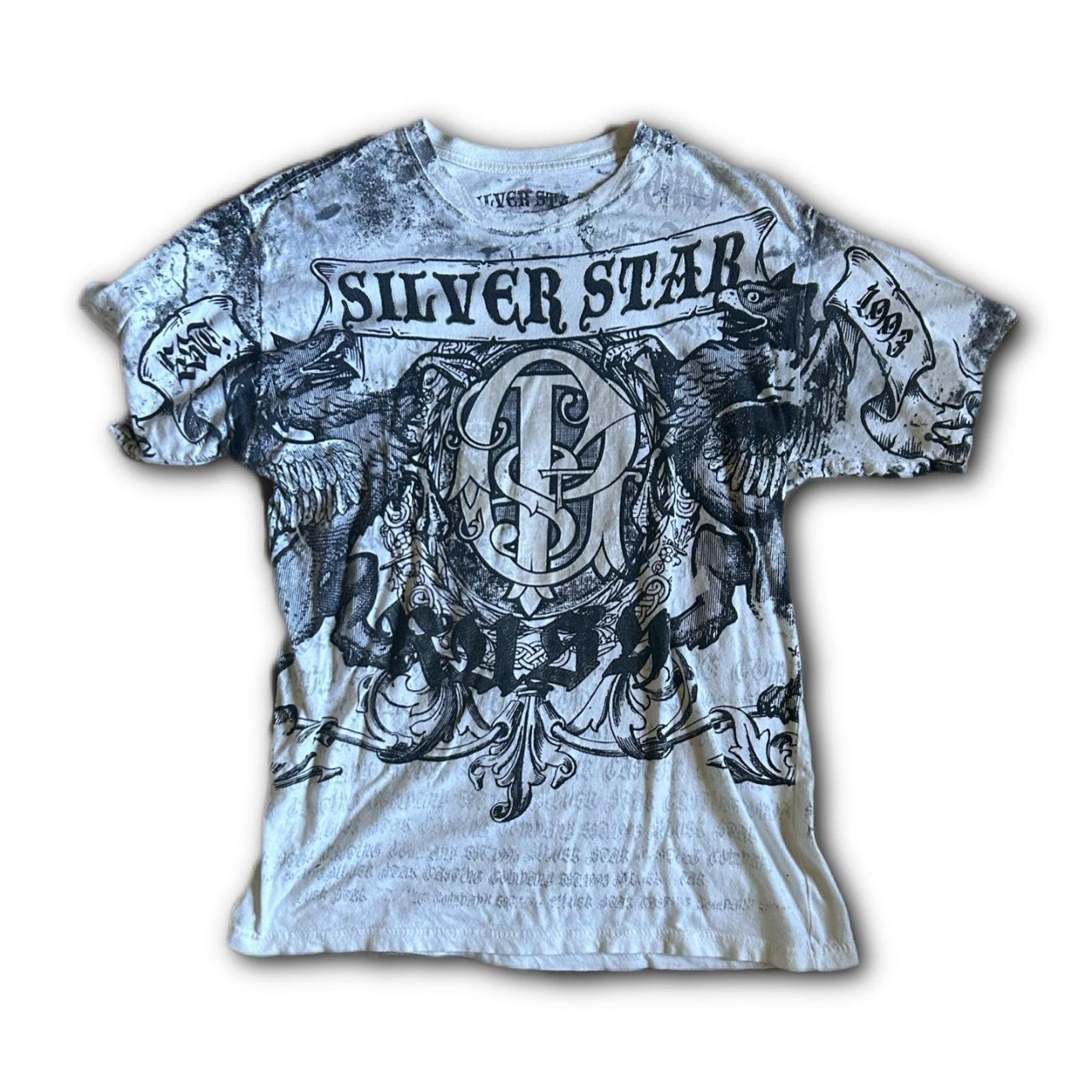 SILVER STAR TEE SIZE L ️ 9/10 CONDITION ALL FLAWS... | Depop