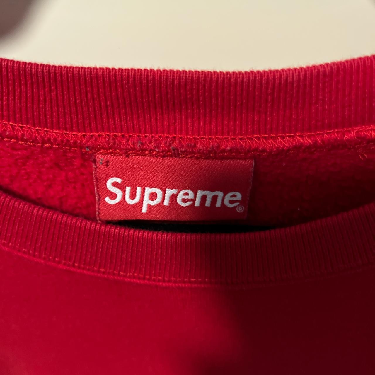 100% authentic red supreme logo sweater red size... - Depop