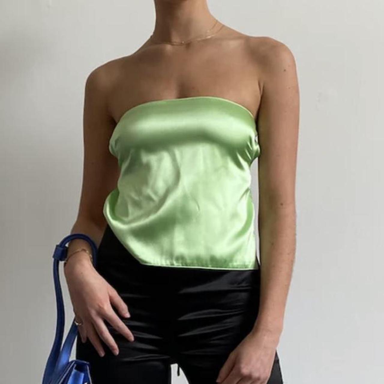 Mr winston co lime green archie tie top Two back... | Depop