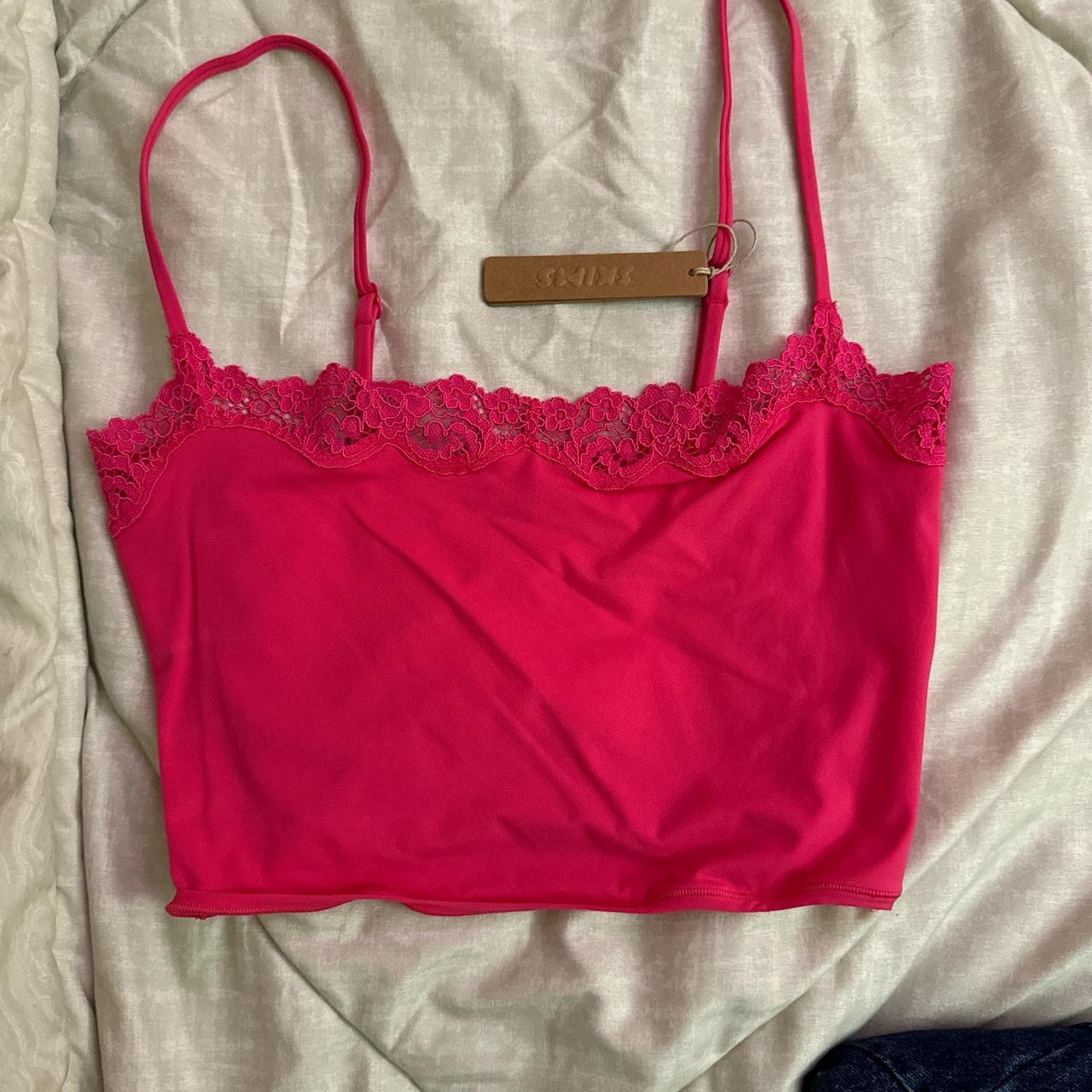 Skims Lace Tank Top Hot Pink Size Small Never Worn Depop