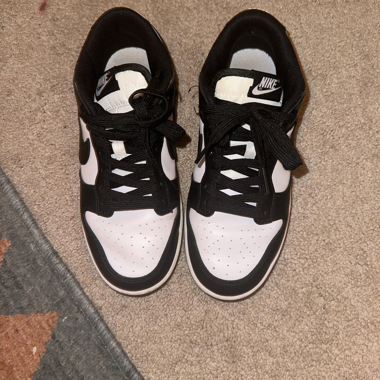 panda dunks barely worn black laces creased - Depop