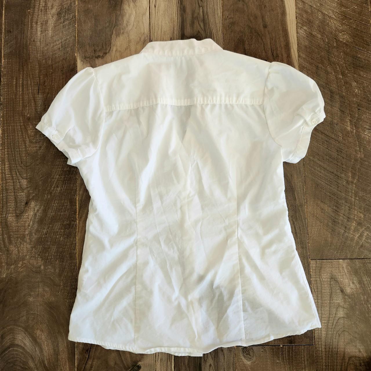 White button up blouse with puff sleeves 🤍 Petite... - Depop
