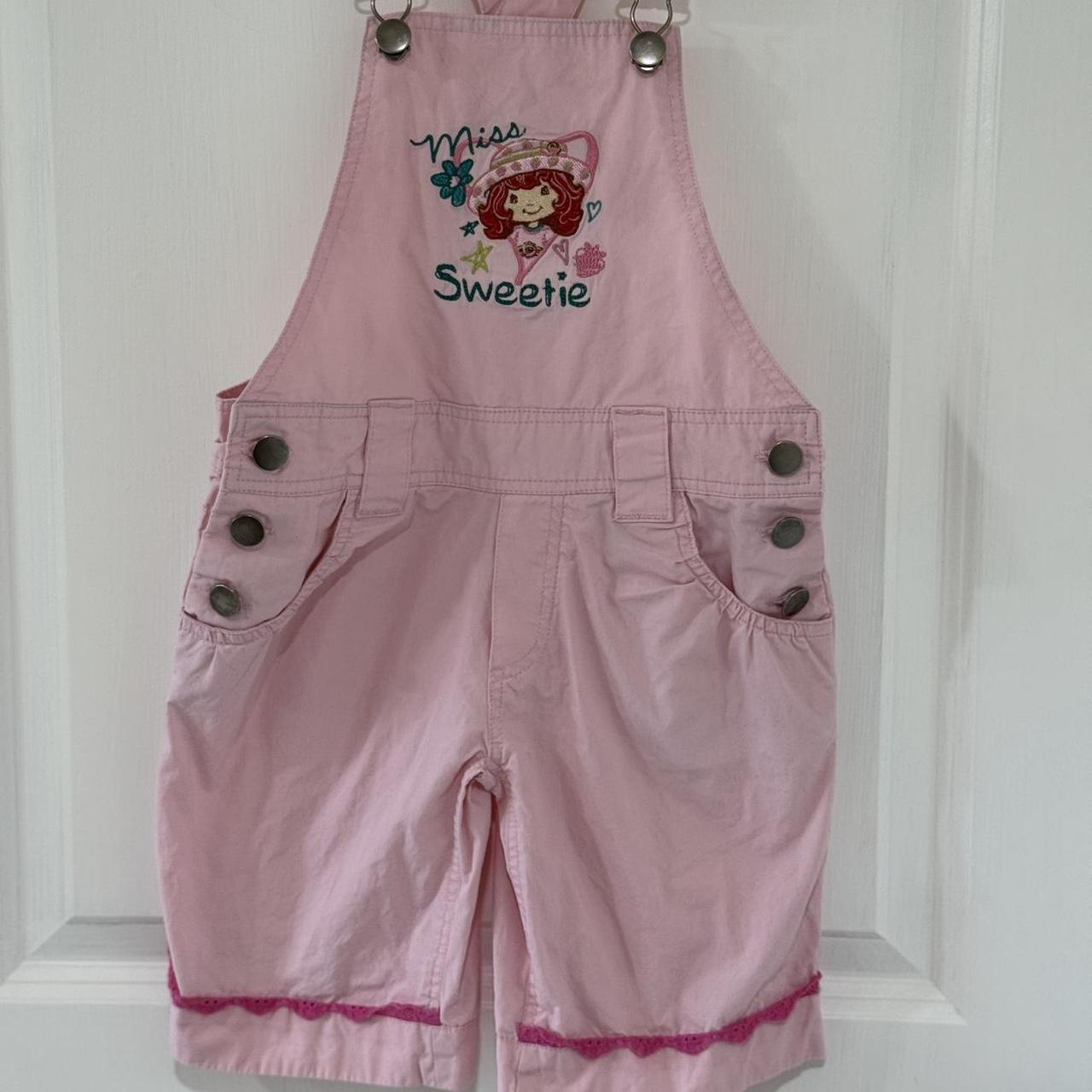 vintage strawberry shortcake pink overalls with... | Depop