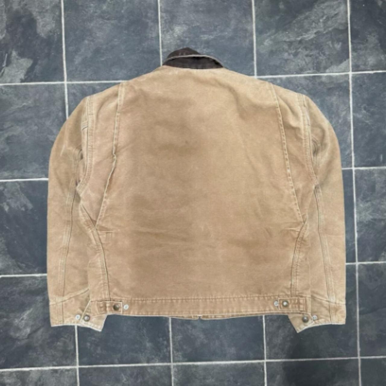 Vintage Carhartt Detroit Jacket J97 BRN Large Tan Brown - Depop