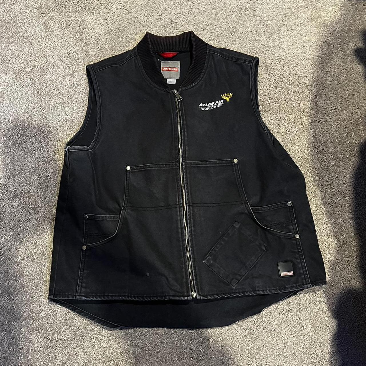 Carhartt style black workwear vest, size large, good... - Depop