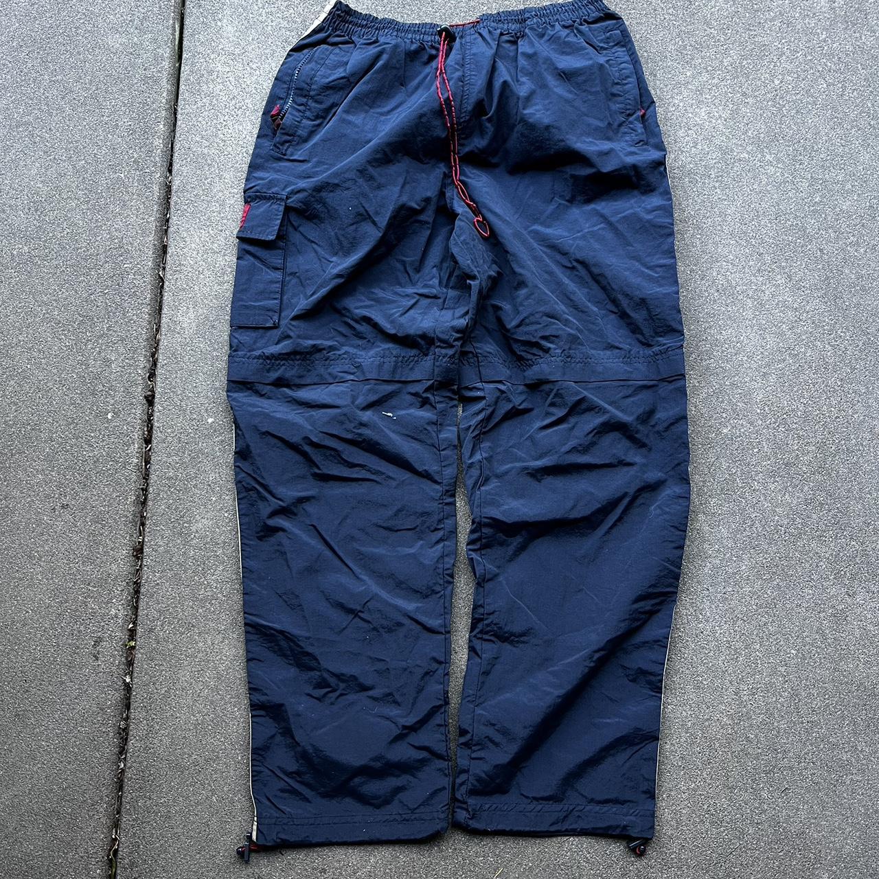 Y2K baggy parachute track pants, adjustable size... - Depop