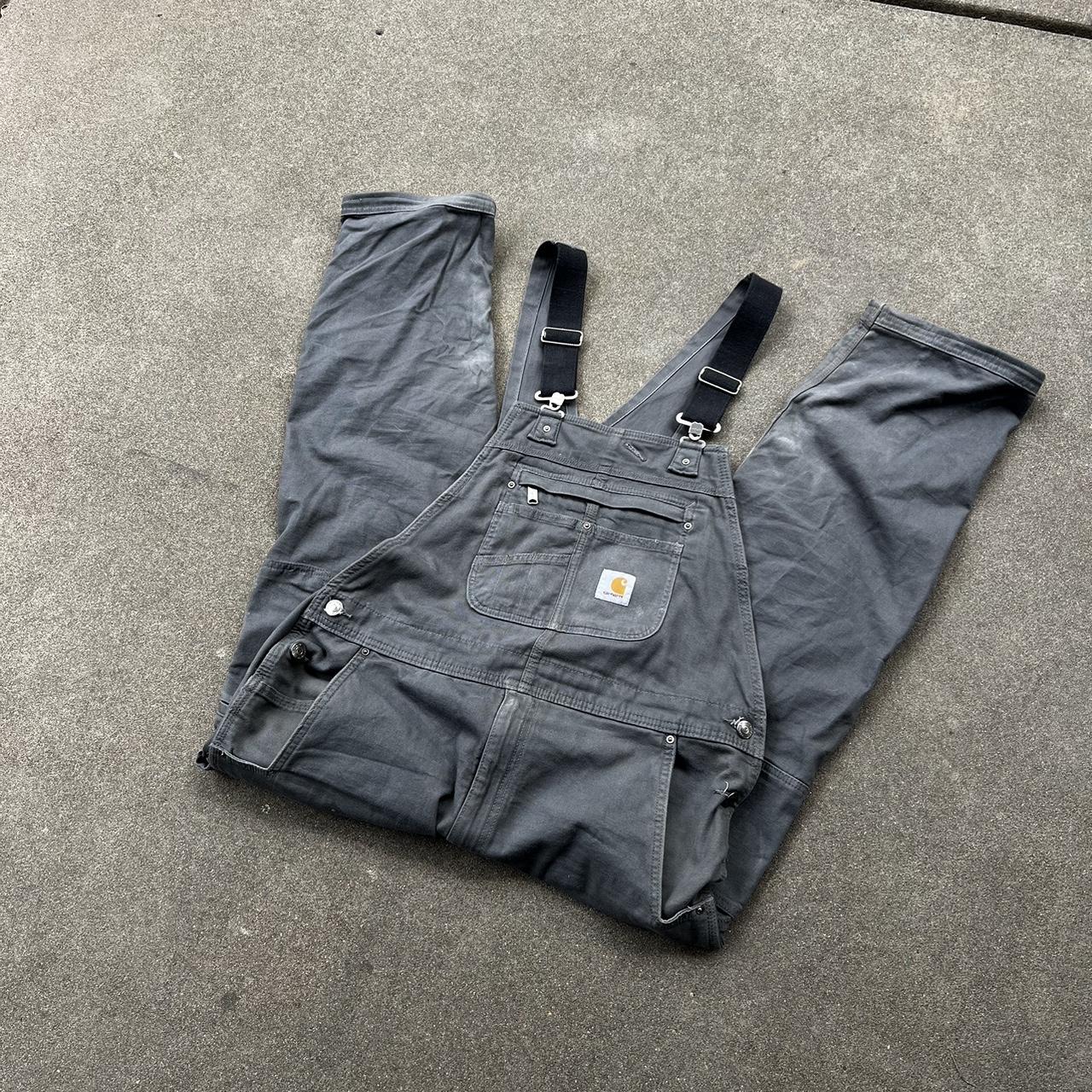 Essential grey carhartt doubleknee overalls,... - Depop