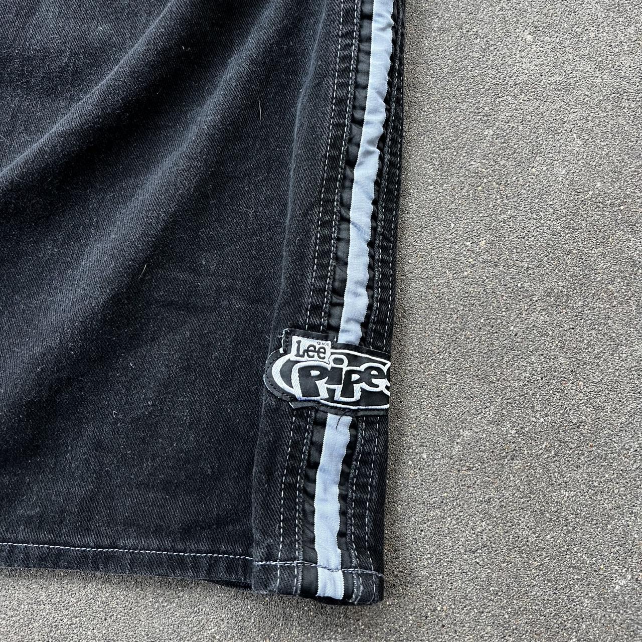 Very rare striped black Lee pipes jeans, measures... - Depop