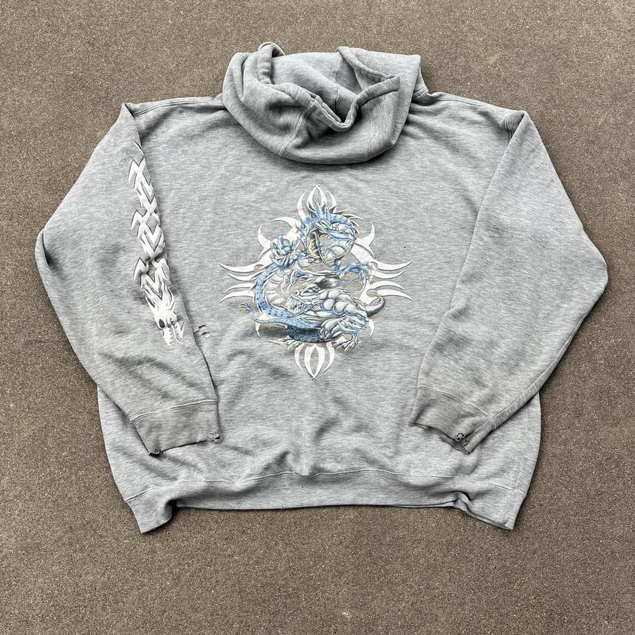 Crazy y2k dragon top heavy hoodie, size xl, see... | Depop