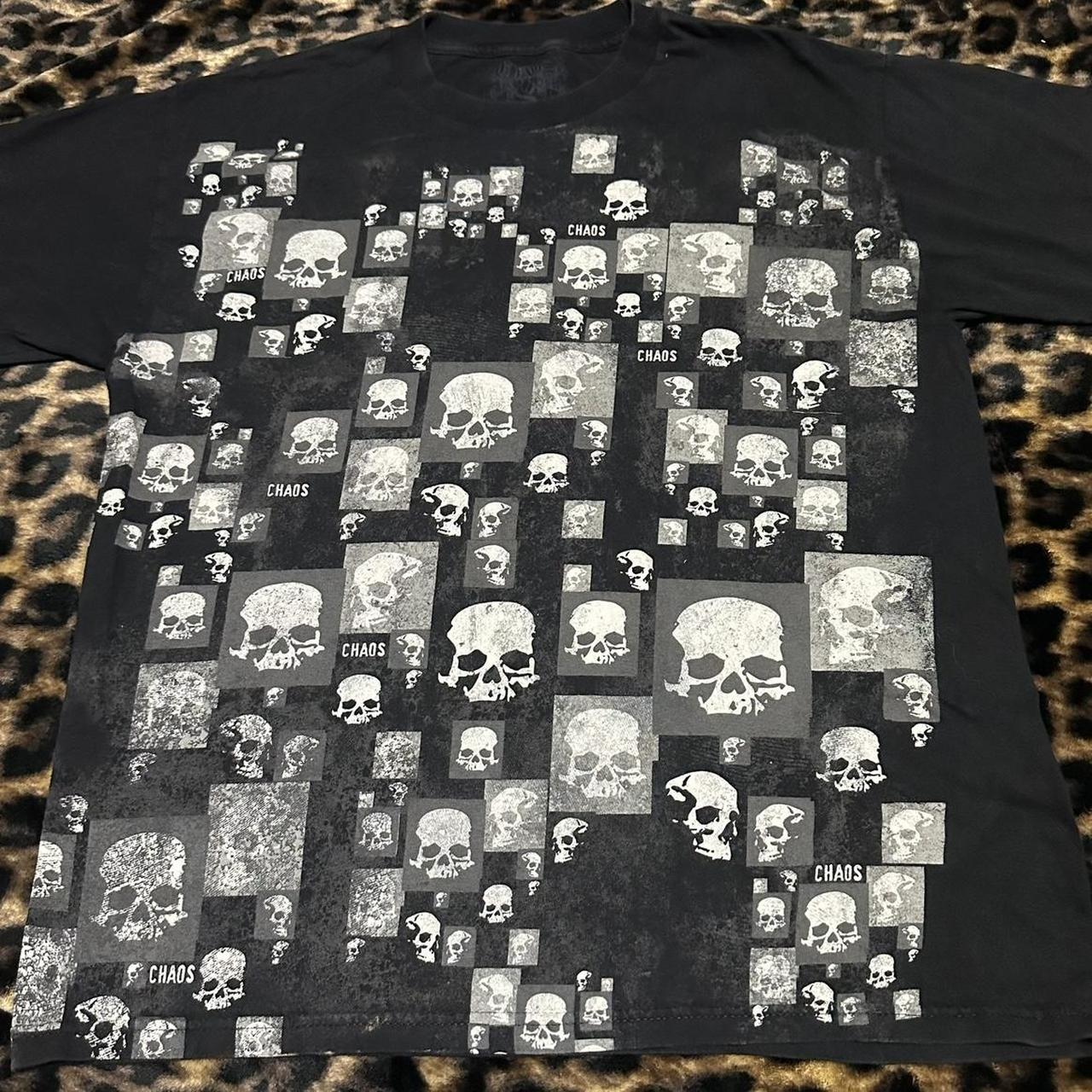 Grunge Skull Tee Size: L #y2k #grunge #alt #emo #goth - Depop