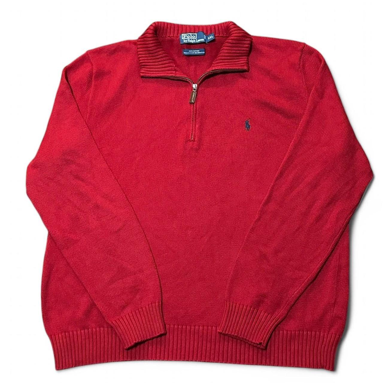 Red Polo Ralph Lauren quarter zip sweater Size:... | Depop