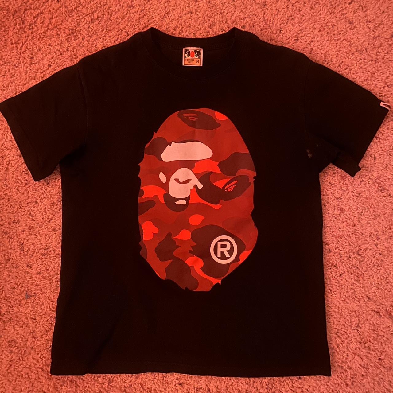 - Black and Red Bape Tee - Medium in Men’s -No flaws... - Depop