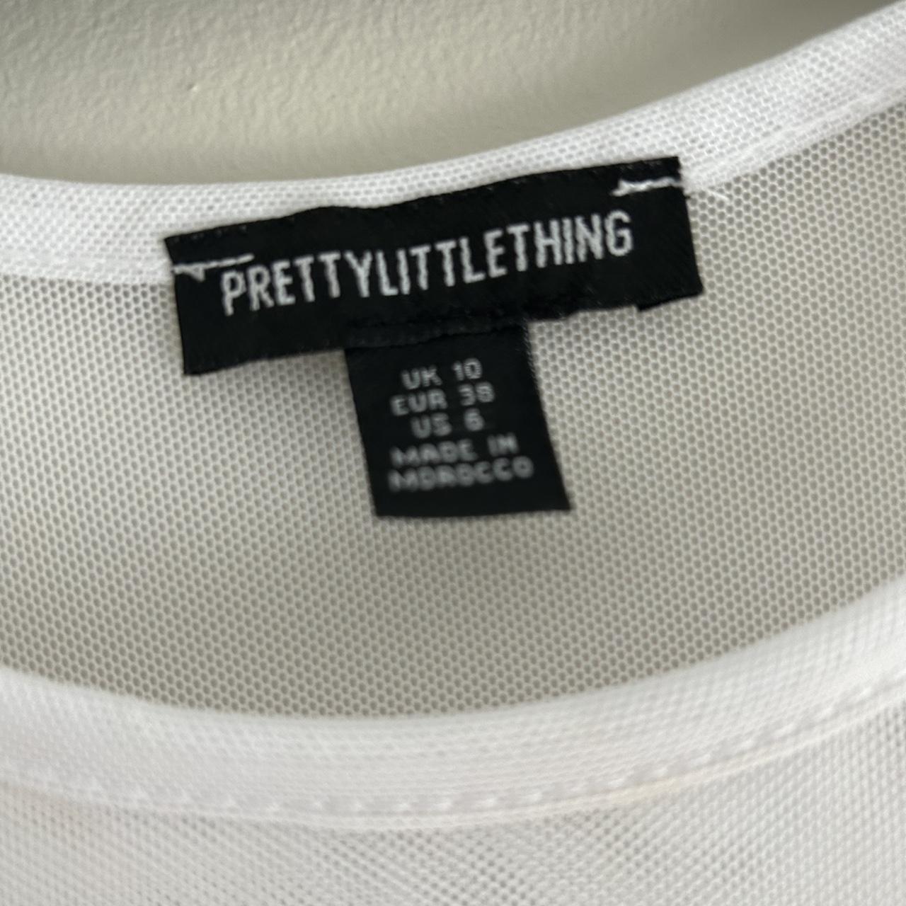 PLT white double layer mesh top with flower detailing - Depop