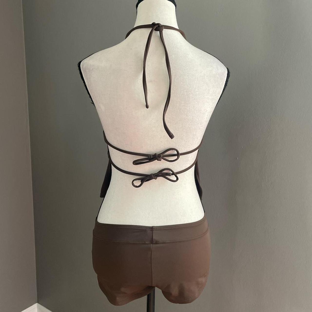 Y2K tankini set Cutest No Boundaries brown... - Depop