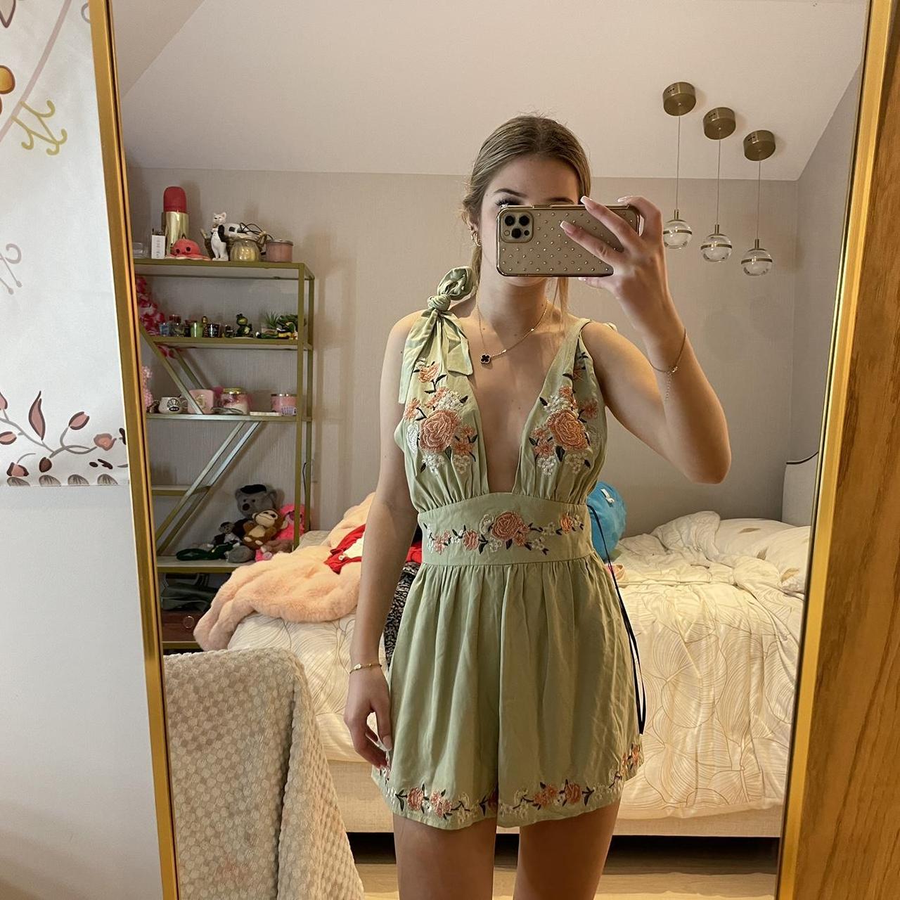 brand new romper/dress. super deep v line. very... - Depop