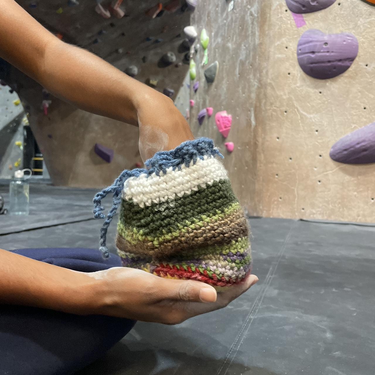 Hand made crochet chalk bag for rock climbing made... - Depop