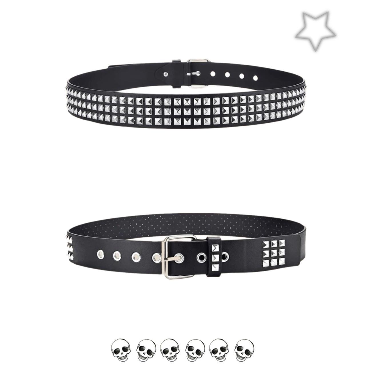 Studded black metallic decor belt... - Depop