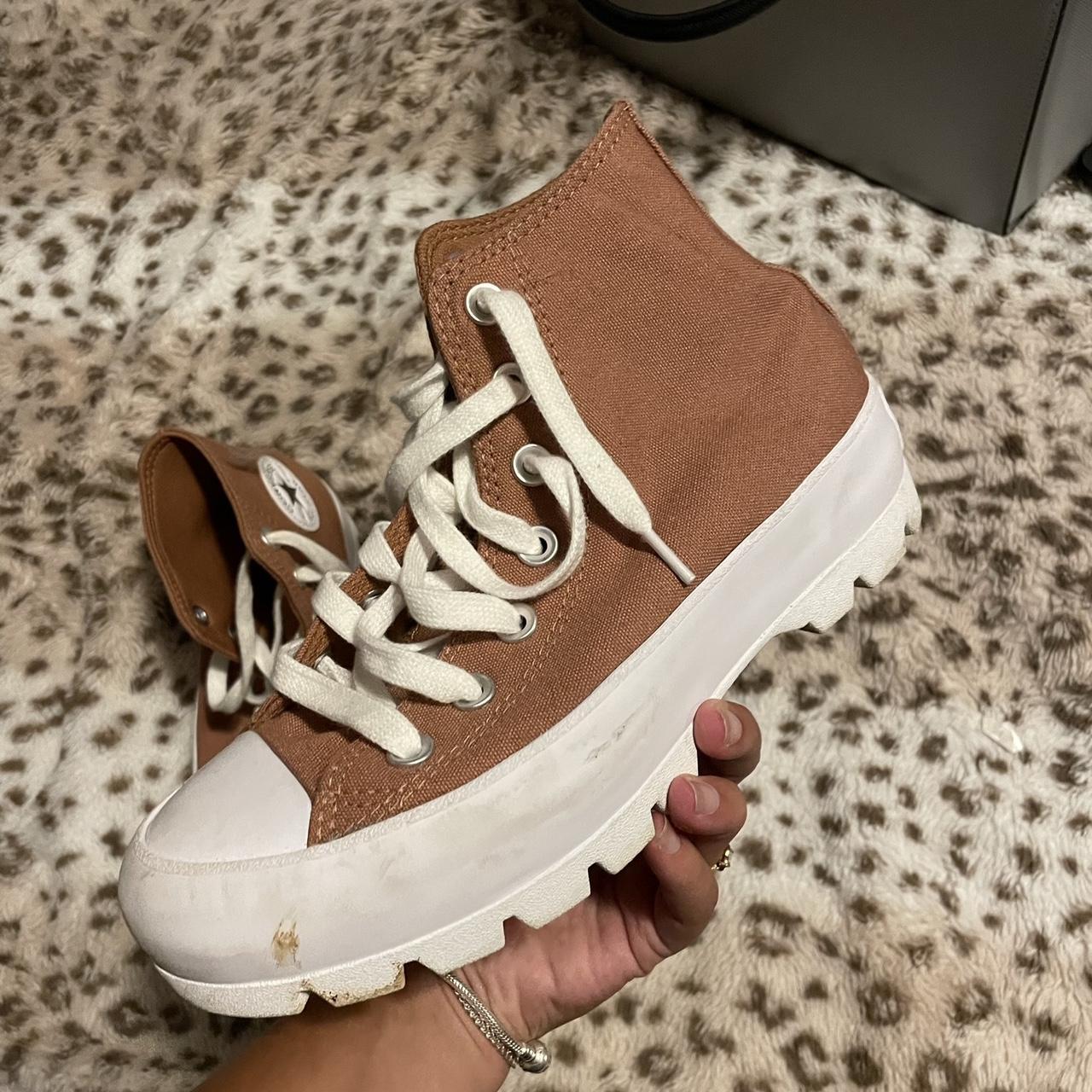 platform converses brown , size 6 , worn a couple... - Depop