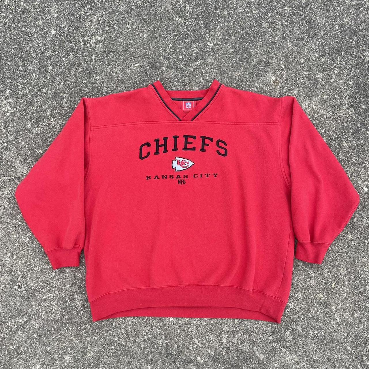 Vintage Kansas City Chiefs NFL Sweatshirt - Red -... - Depop
