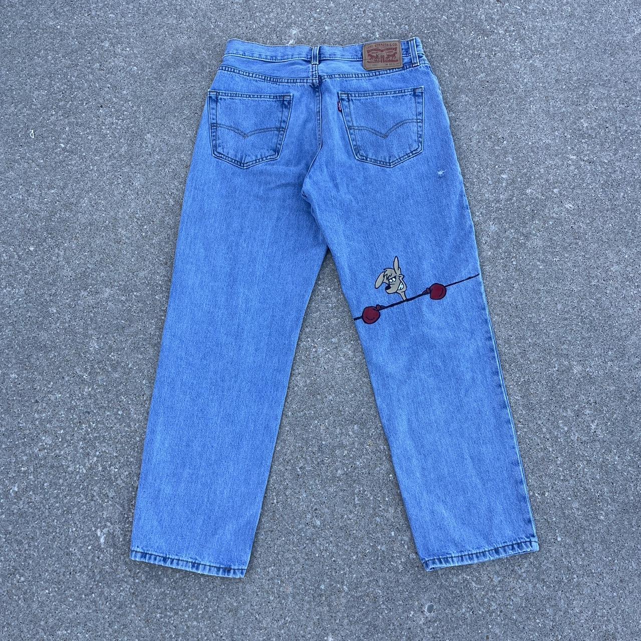 Custom Painted JNCO Style Boxing Kangaroo Levi’s... - Depop