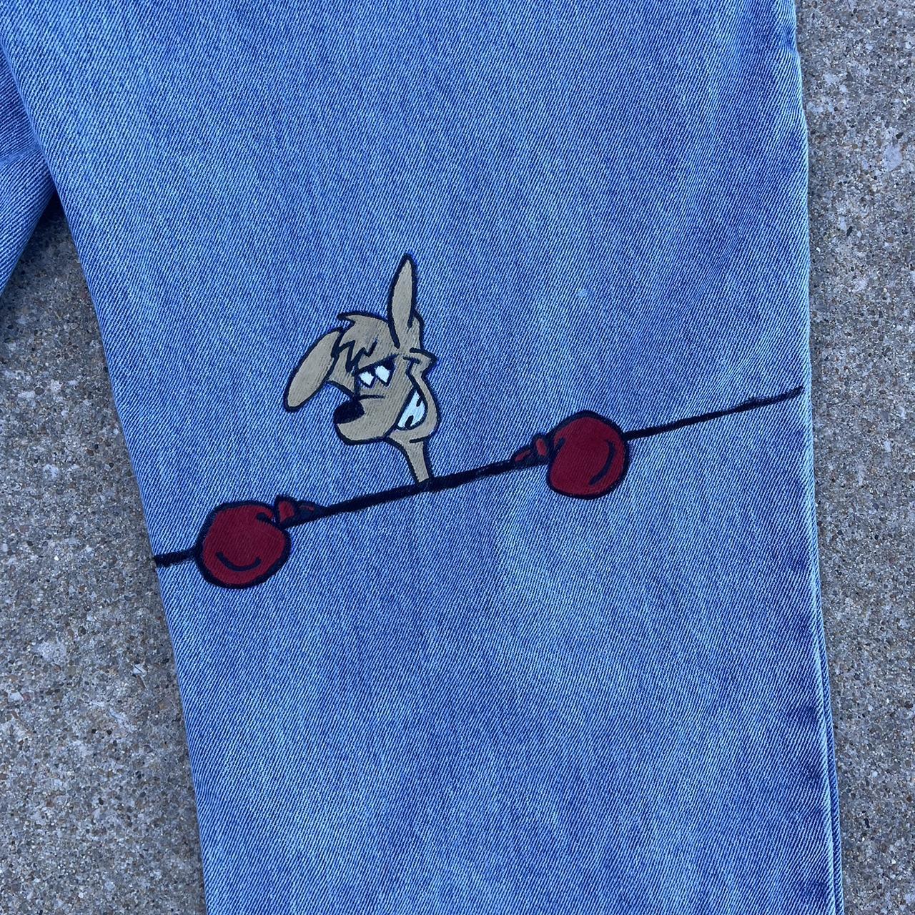 Custom Painted JNCO Style Boxing Kangaroo Levi’s... - Depop